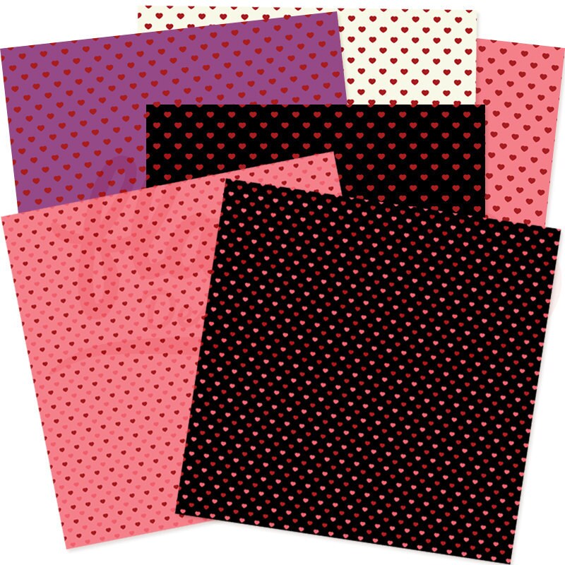 Digital Scrapbook Paper Pack - HEARTS | Romantic | Purple | Romance ...