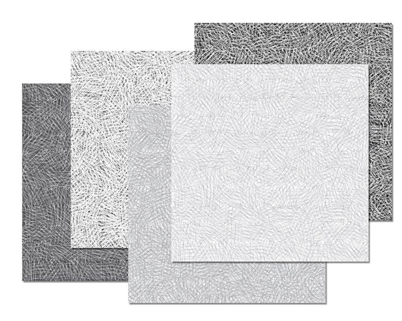 Digital Scrapbook Paper Pack - BLACK & WHITE SCRIBBLES - Crosshatch ...