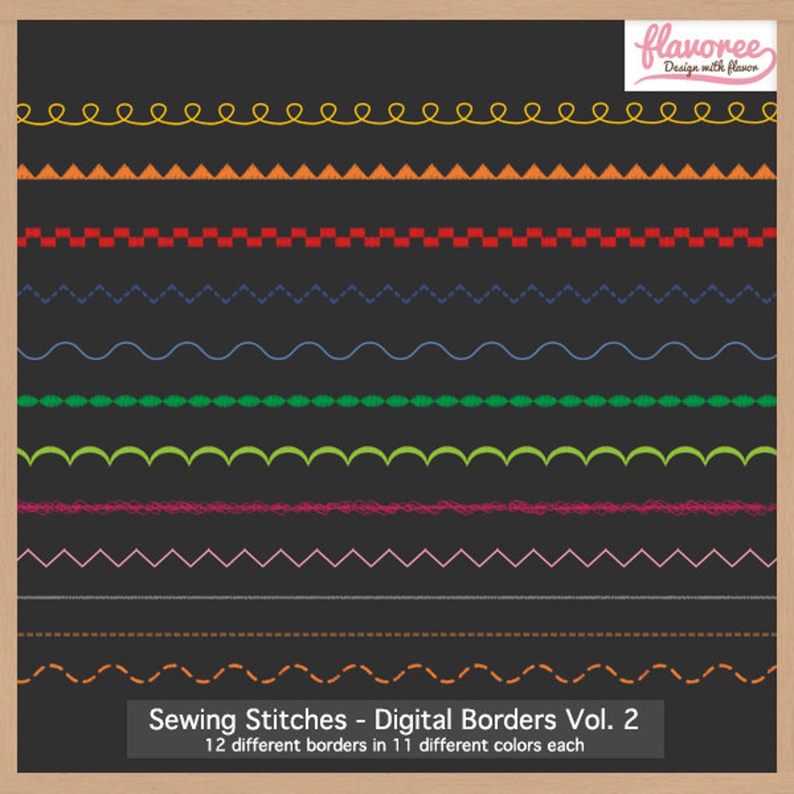 Digital Scrapbooking Border Pack - SEWING STITCHES BORDERS Vol.2 ...