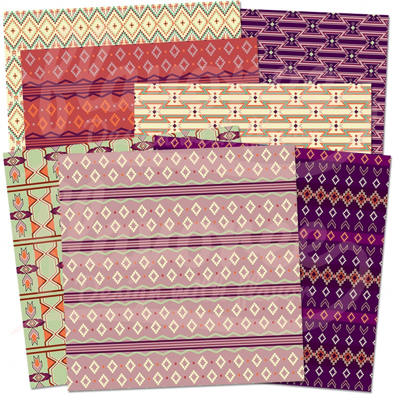 Digital Scrapbook Paper Pack - NATIVE AMERICAN PATTERNS Vol.2 - Purple ...