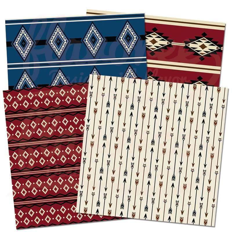Digital Scrapbook Paper Pack - NATIVE AMERICAN PATTERNS Vol.3 - Ethnic ...