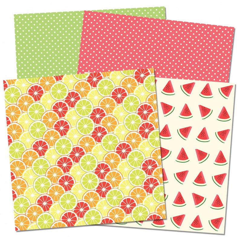 Digital Scrapbooking Paper Pack - EXOTIC FRUITS - Summer | Food ...