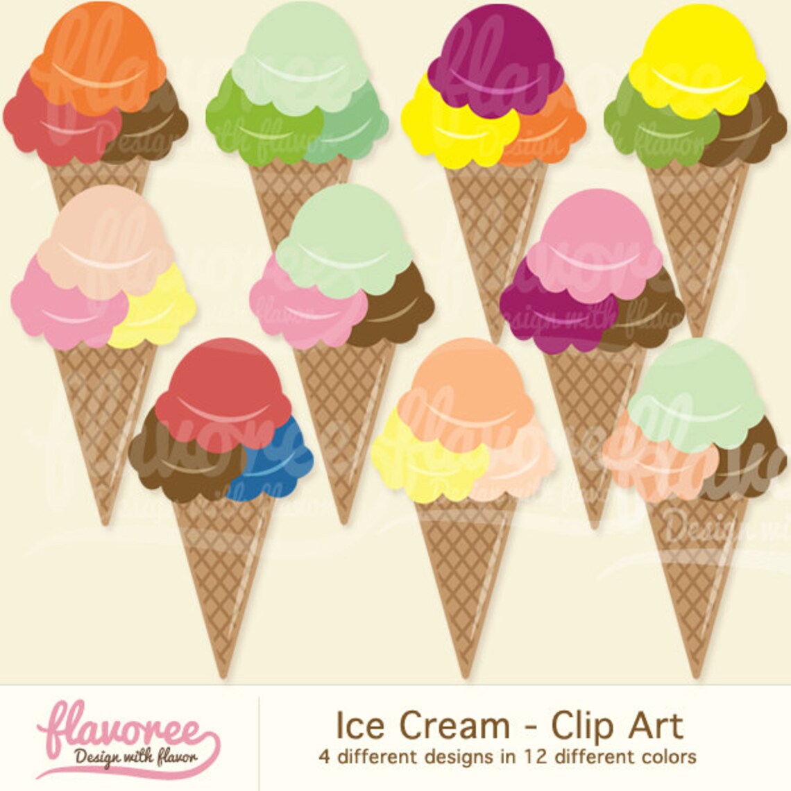 Digital Scrapbook Clip Art - ICE CREAM PACK- Scrapbooking ...