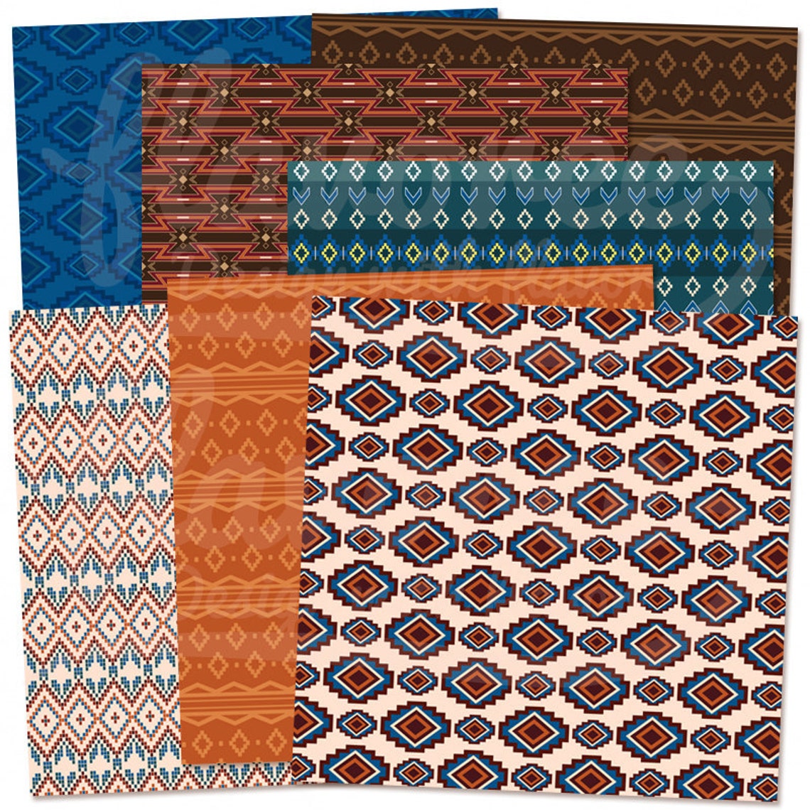 Digital Scrapbook Paper Pack - NATIVE AMERICAN PATTERNS - Geometric ...