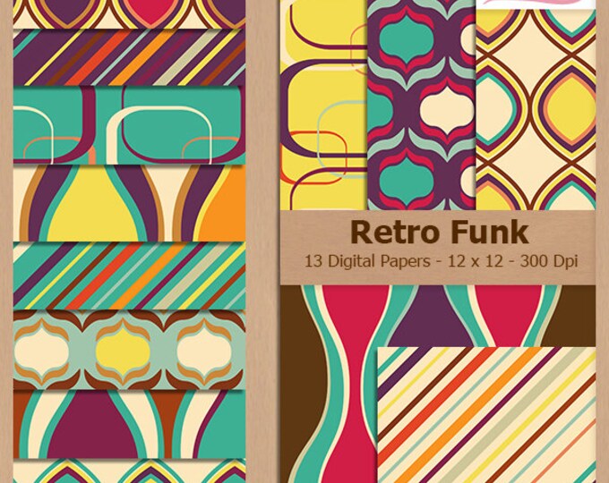 Digital Scrapbook Paper Pack RETRO FUNK PATTERNS 60s - Etsy