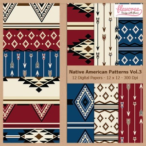 Digital Scrapbook Paper Pack NATIVE AMERICAN PATTERNS Vol.3 Ethnic ...