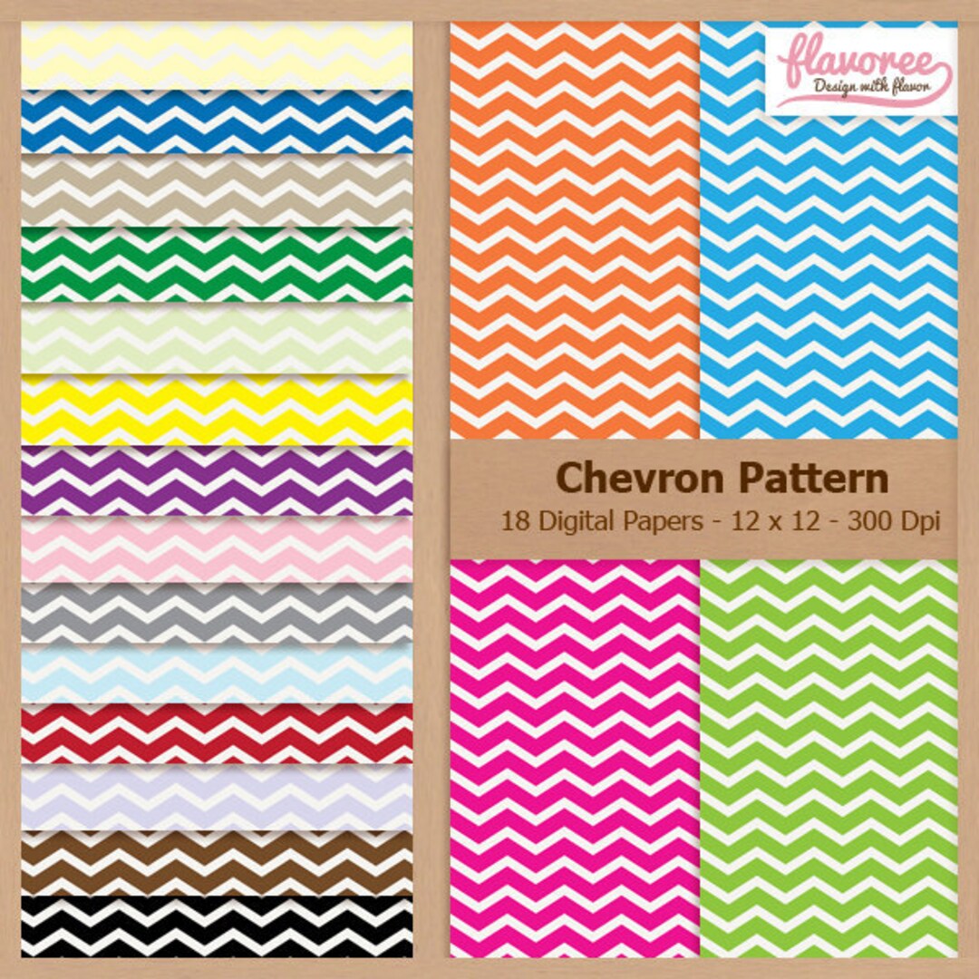Digital Scrapbook Paper Pack - CHEVRON PATTERN - Geomteric | Coupon ...
