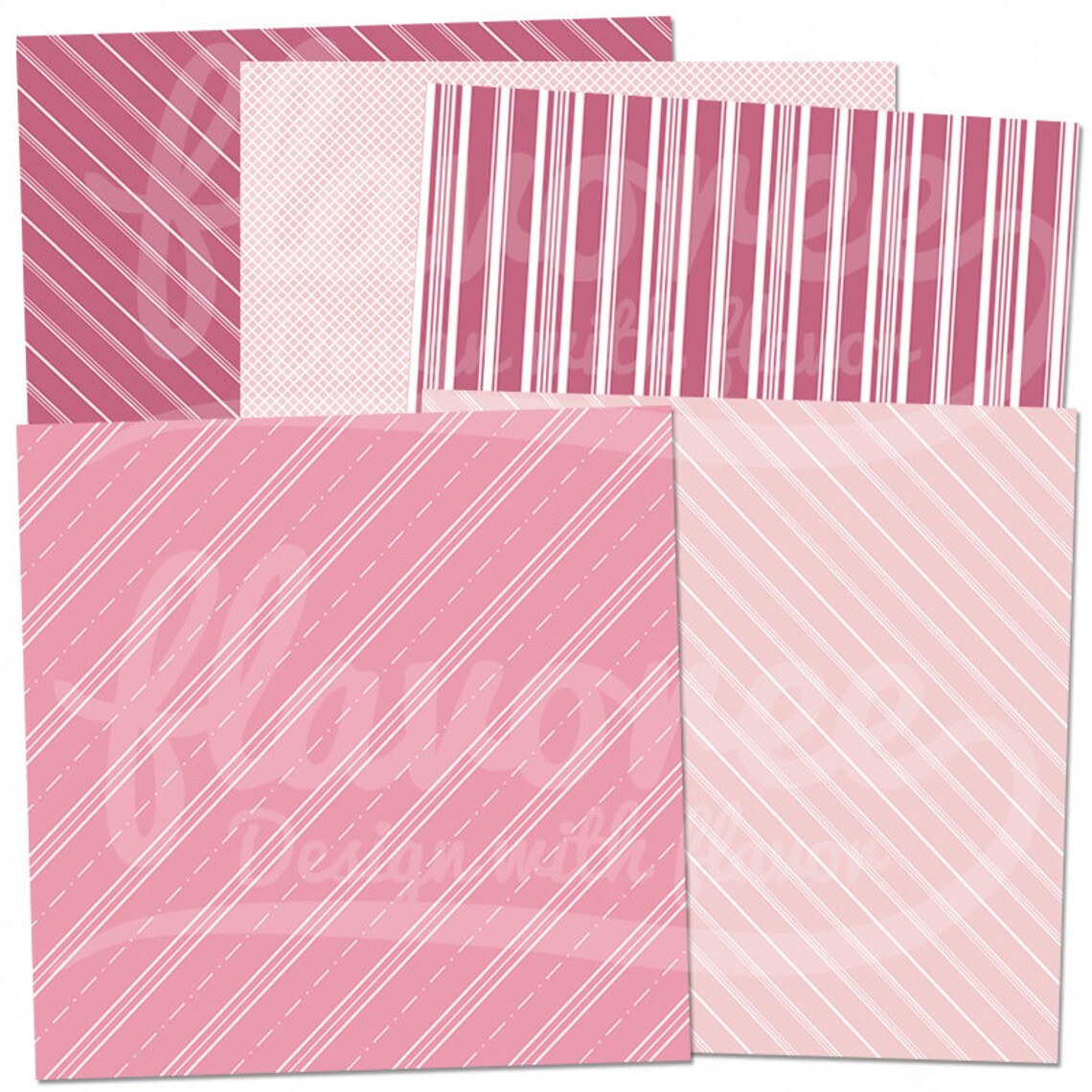 Digital Scrapbook Paper Pack - STRIPES - SOFT PINK - Lines | Pastel ...