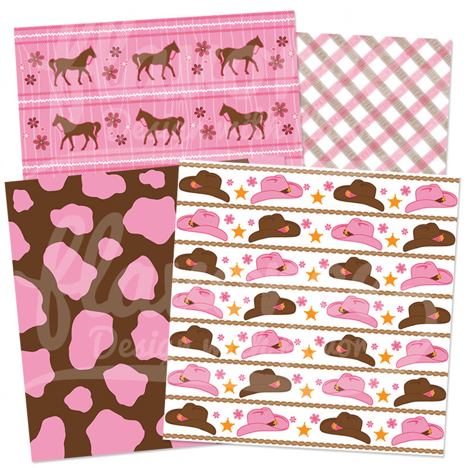 Digital Scrapbook Paper Pack - COWGIRL - Scrapbooking | Girl | Western ...