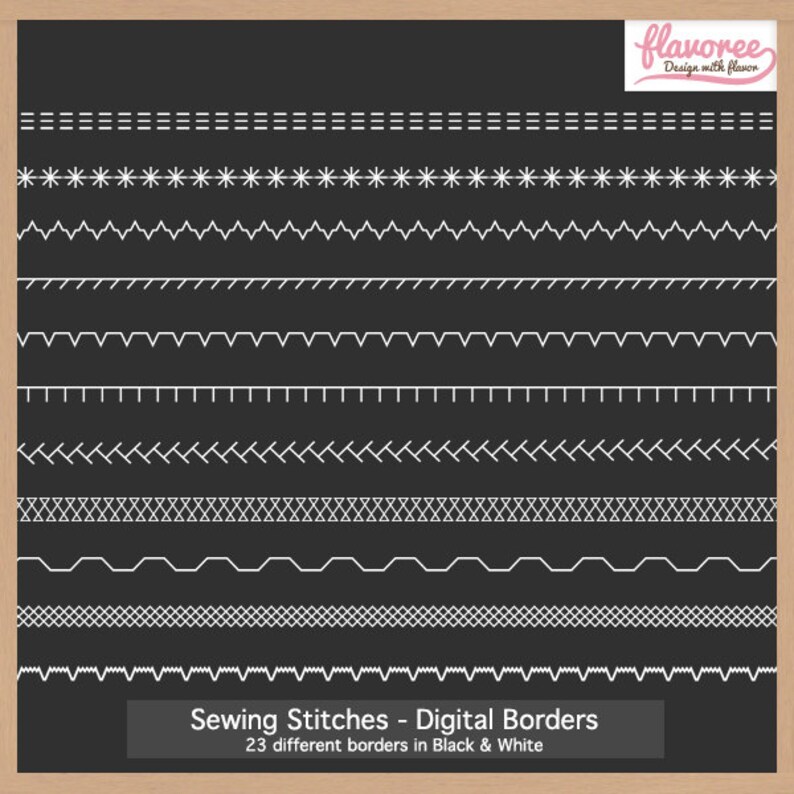 Digital Scrapbooking Borders SEWING STITCHES BORDERS Black - Etsy