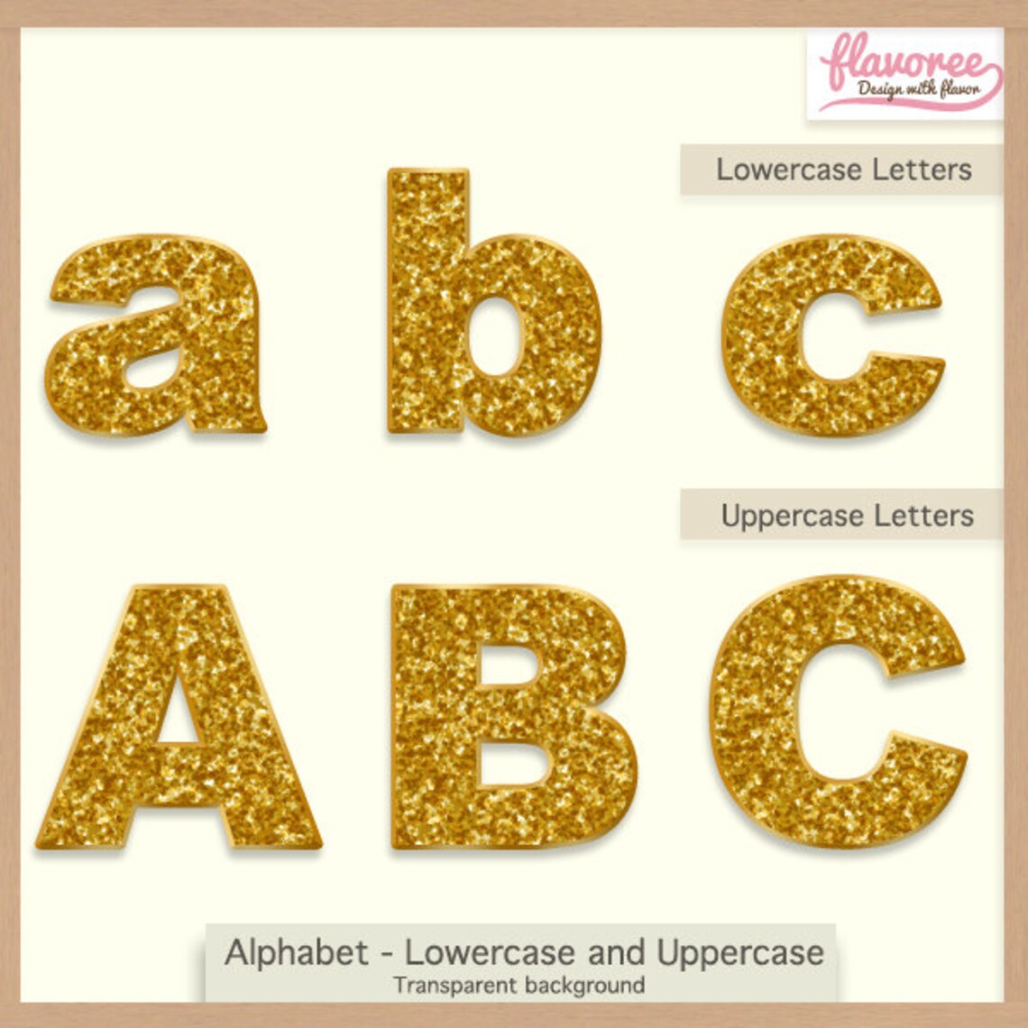 Digital Scrapbooking Pack - GOLD GLITTER ALPHABET - Embellishments ...