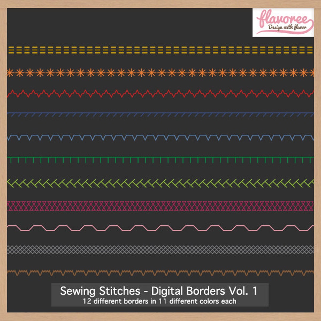 Digital Scrapbooking Border Pack - SEWING STITCHES BORDERS Vol.1 ...