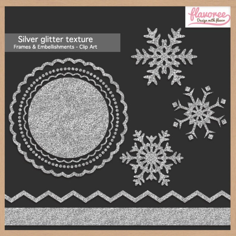 Digital Scrapbooking Pack - SILVER GLITTER TEXTURE - Christmas Frames ...