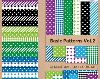 Digital Scrapbook Paper Pack PASTEL BASIC PATTERNS Stars | Etsy