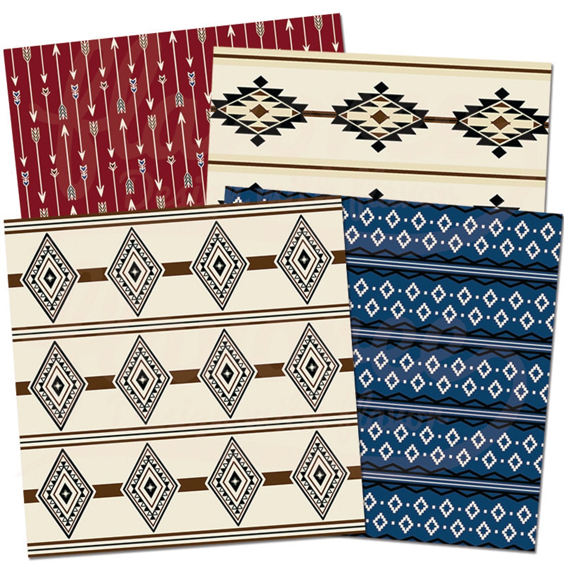 Digital Scrapbook Paper Pack - NATIVE AMERICAN PATTERNS Vol.3 - Ethnic ...