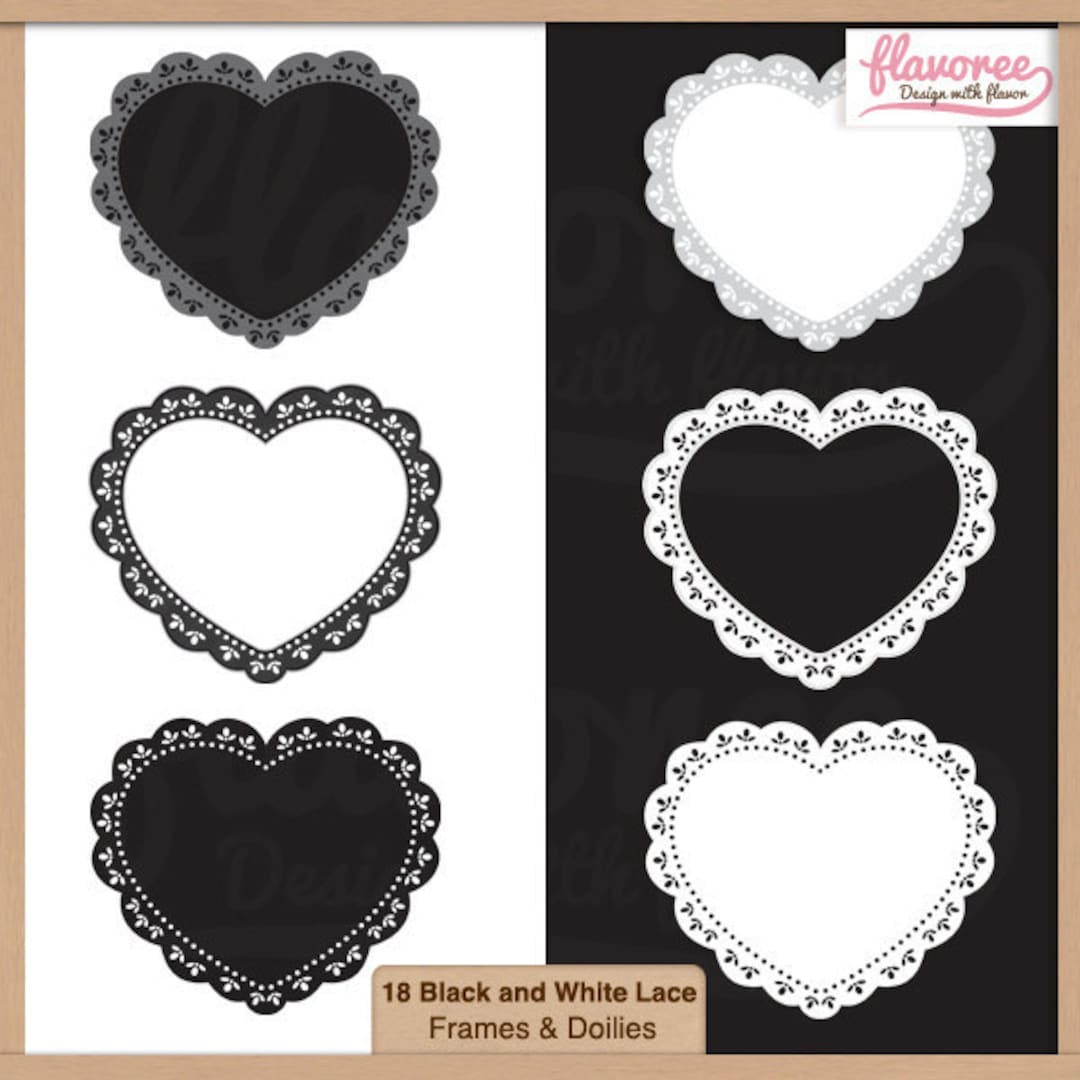 Digital Scrapbooking Frames - BLACK and WHITE LACE - Frames & Doilies ...