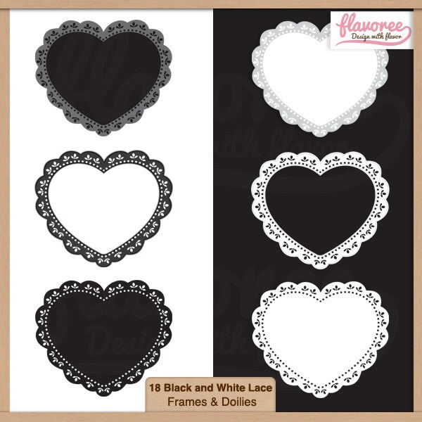 Digital Scrapbooking Frames - BLACK and WHITE LACE - Frames & Doilies ...