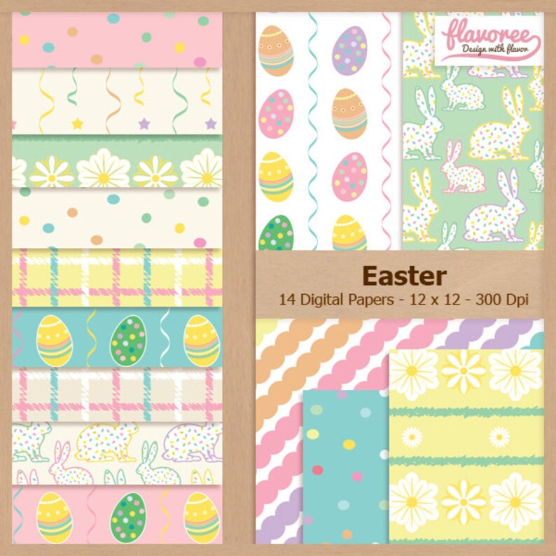 Digital Scrapbook Paper Pack - EASTER - Holiday | Eggs | Party | Bunny ...
