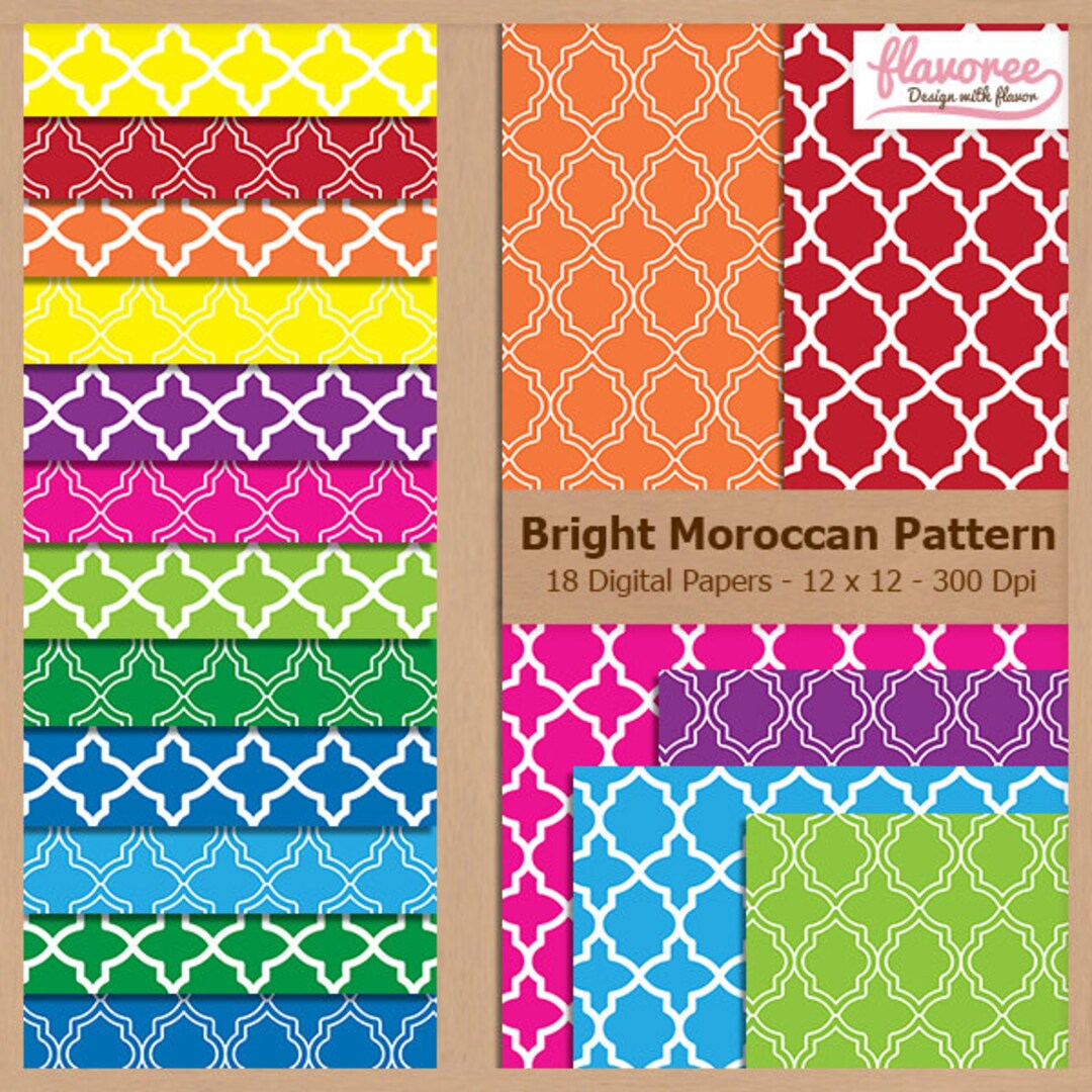 Digital Scrapbook Paper Pack - BRIGHT MOROCCAN PATTERN - Ethnic ...