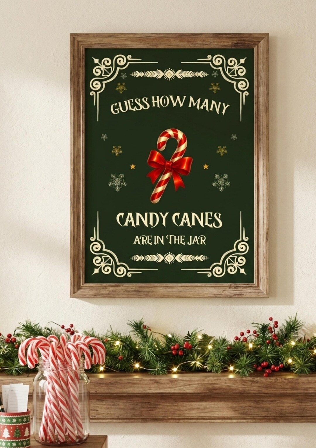 Vintage Green Candy Cane Printable — "guess How Many Candy Canes" Png ...
