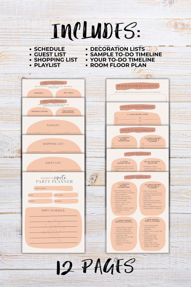 Printable Party Planner Guide Downloadable - Etsy UK