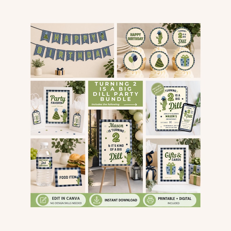 Big Dill Boy Birthday Party Printable Bundle, Pickle Party Editable ...