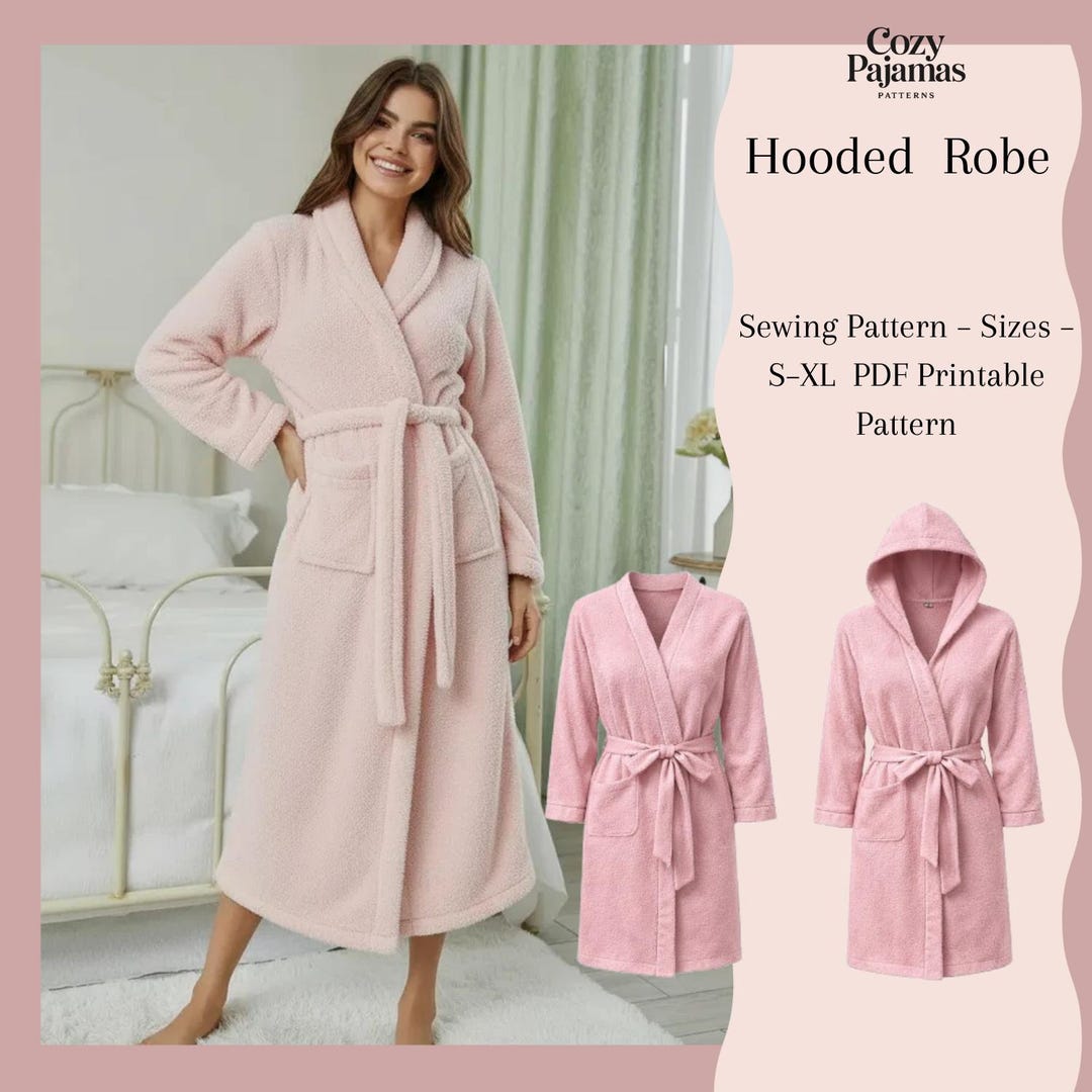 Hooded Robe Sewing Pattern PDF A4 | Waffle Robe Pattern | Women’s ...