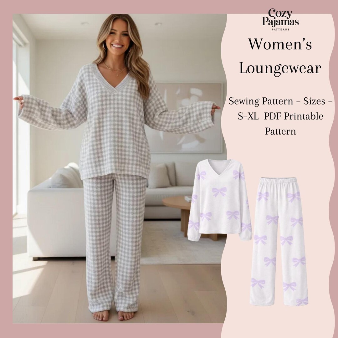 Women’s Loungewear PDF Pattern | Pajama Set Sewing Pattern | V Neck ...