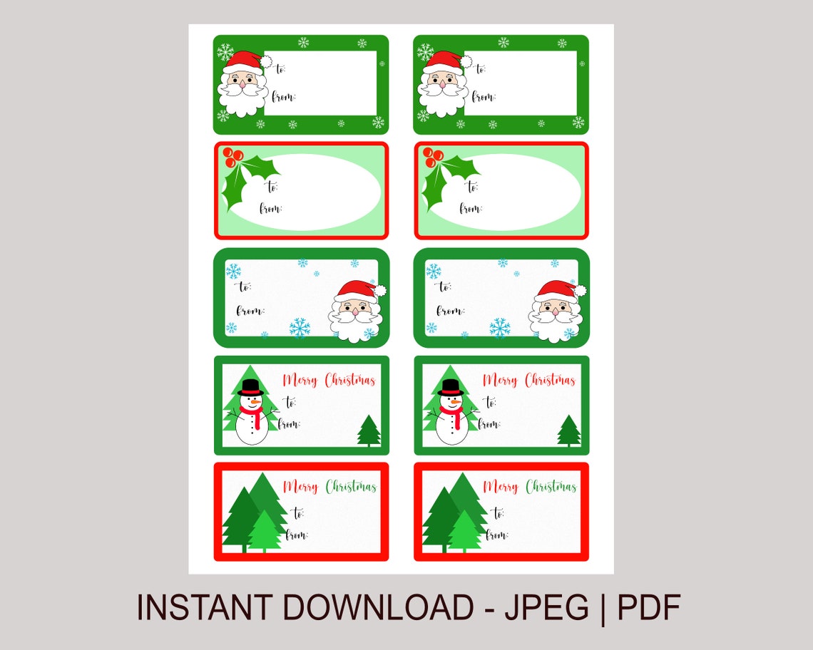 Printable Christmas Labels Instant Download Winter Holiday | Etsy