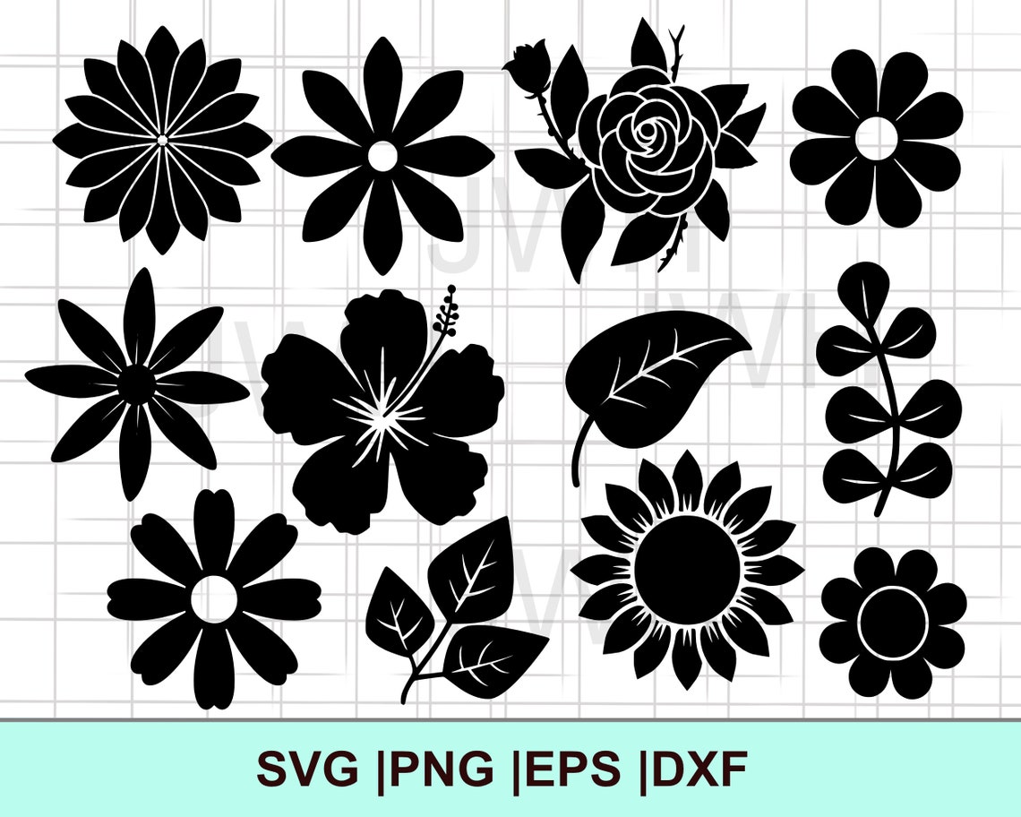 Flower SVG PNG EPS Dxf Digital Download Flower Bundle - Etsy