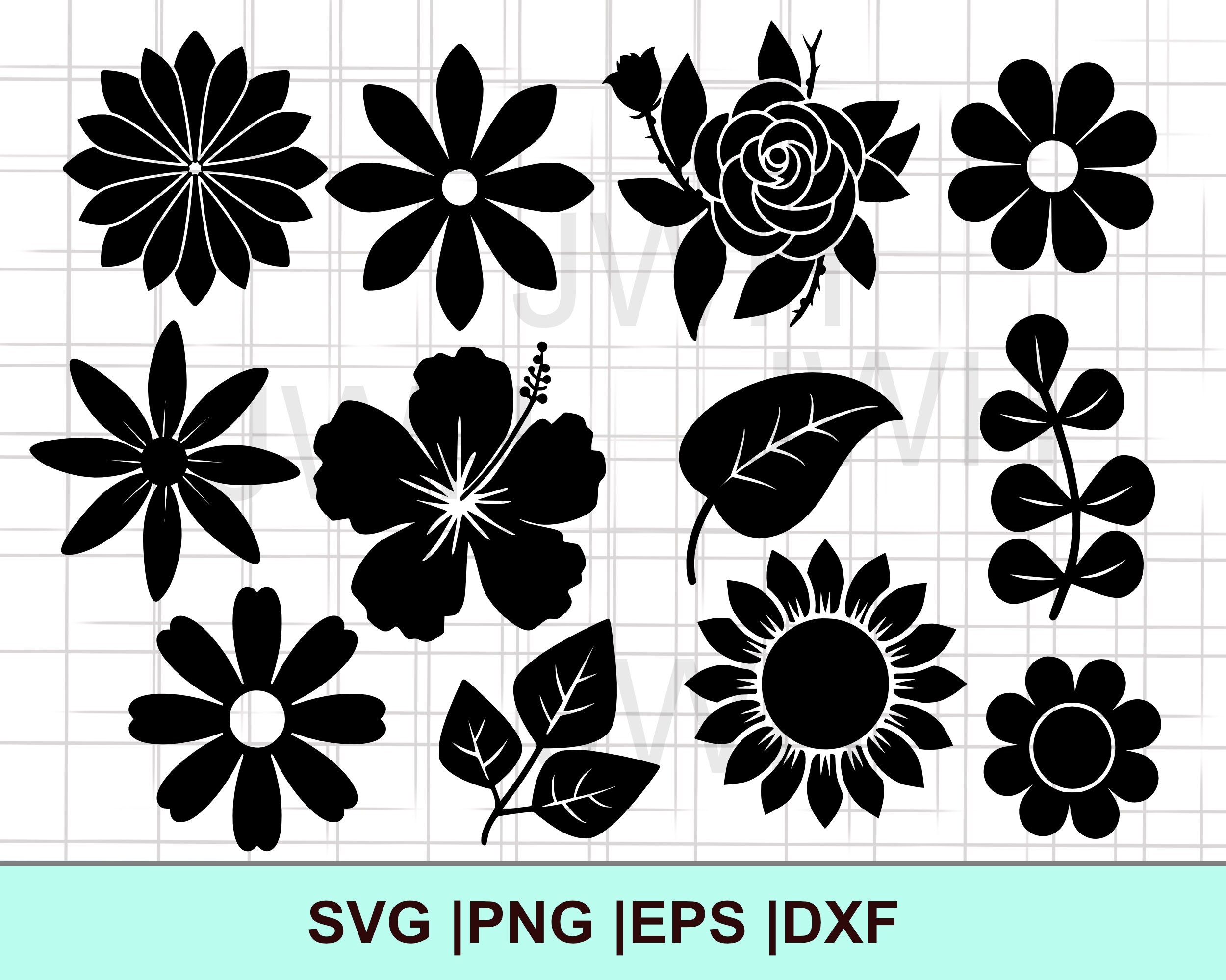 Flower SVG, PNG, EPS, Dxf, Digital Download, Flower Bundle, Svg Files ...