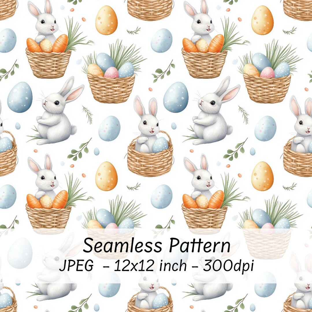 Seamless Pattern Easter, Instant Download, Ester Bunnies Digital Paper ...