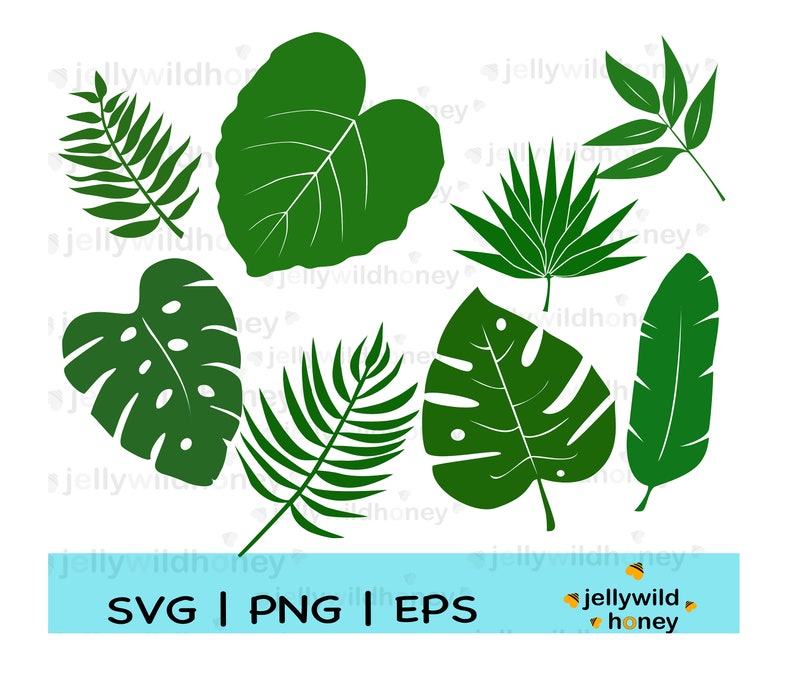 Tropical Leaves SVG PNG EPS Instant Download Tropical Leaf - Etsy