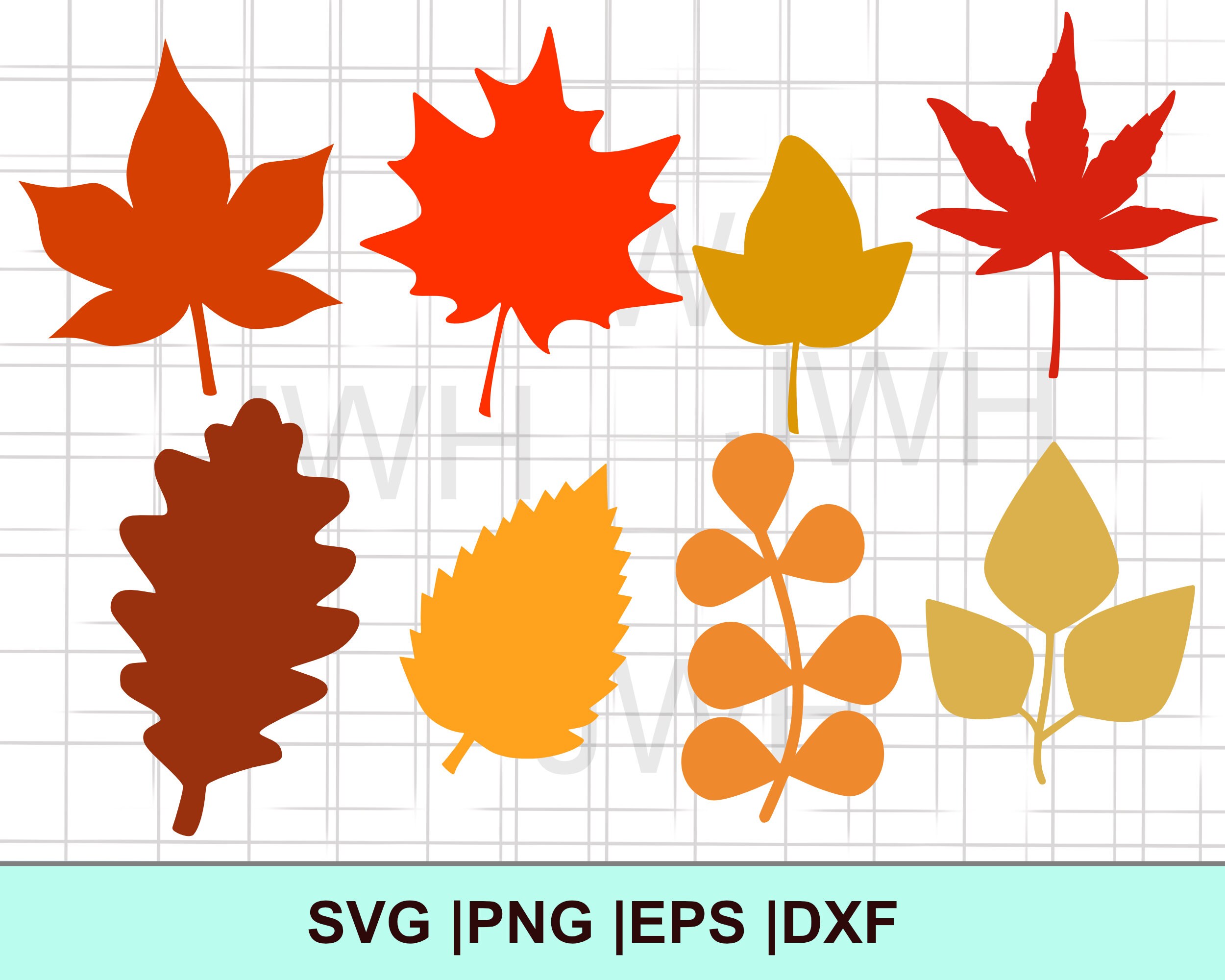 Autumn Leaves SVG PNG EPS Dxf Instant Download Fall Leafs - Etsy