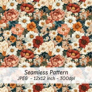 Boho Floral Seamless Pattern, Instant Download, Florals Digital Paper, Botanical Spring Flowers ...