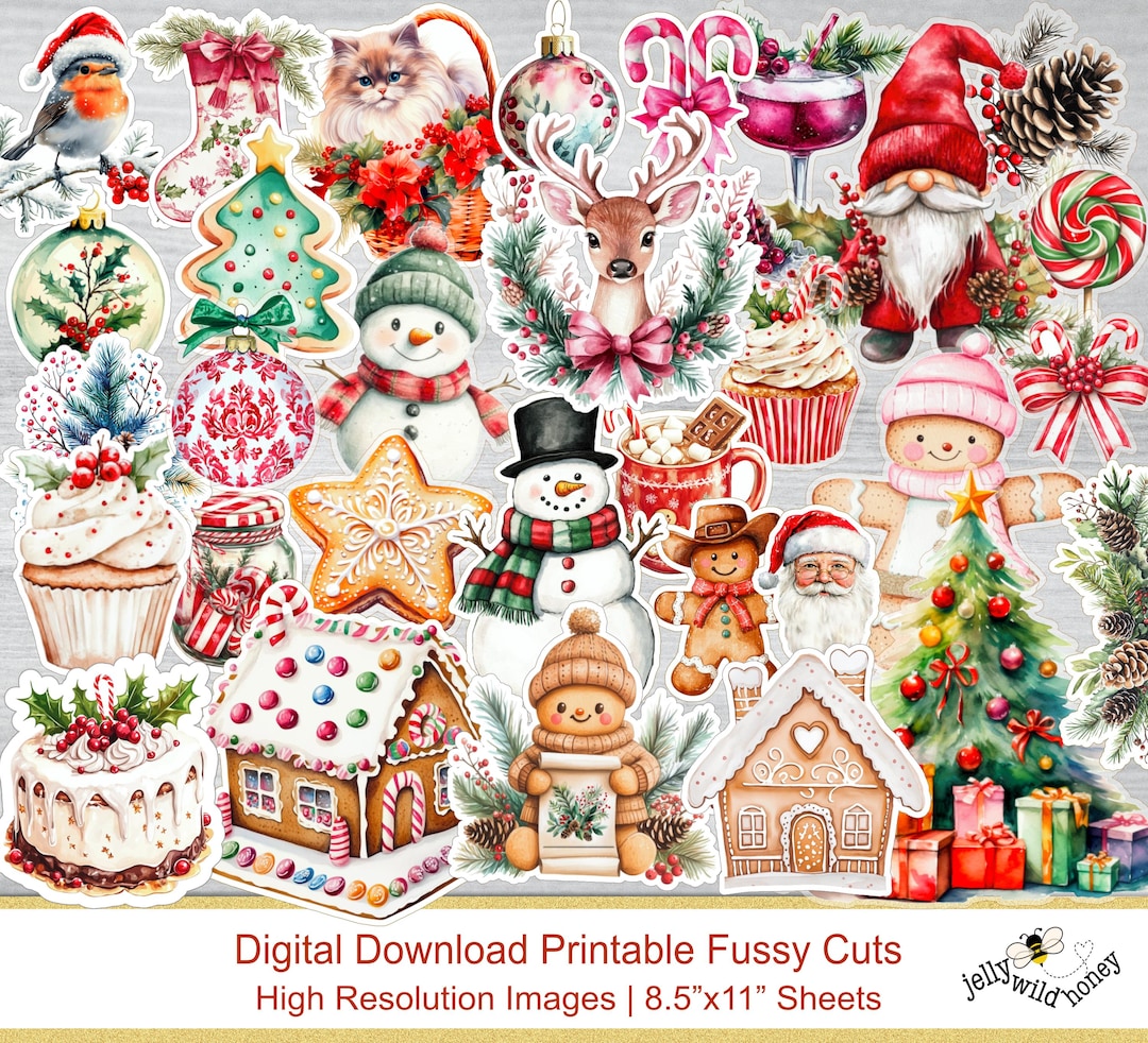 Vintage Christmas Fussy Cuts, Digital Download Printable, Junk Journal ...