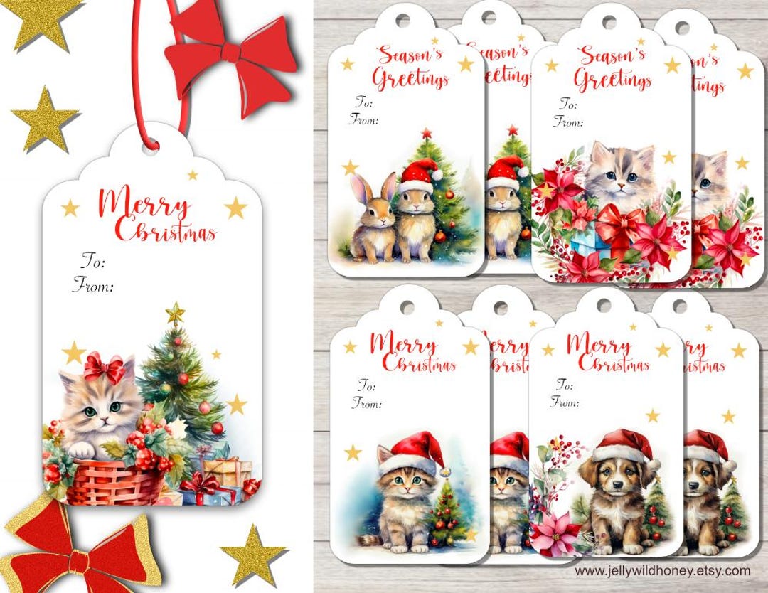 Printable Christmas Gift Tag Labels, Instant Download, Winter Holiday ...