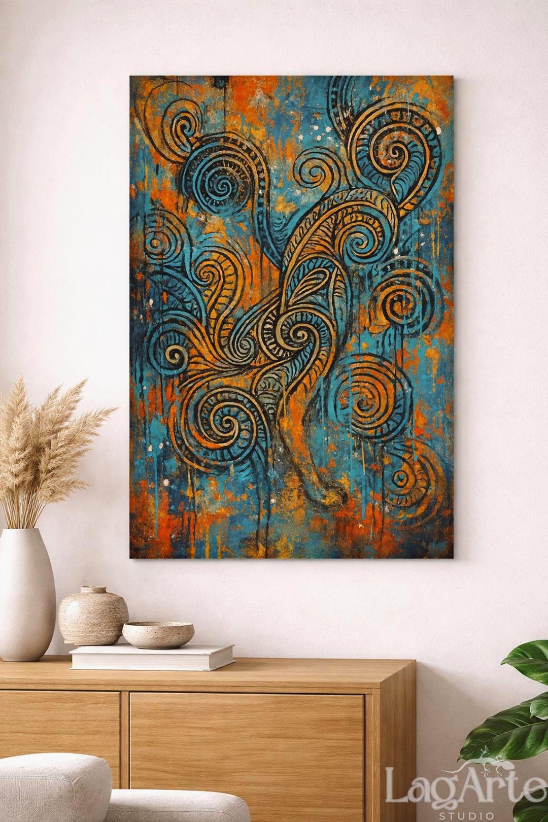 Abstract Zentangle Wall Art – Urban Street Art Line Painting for Modern ...