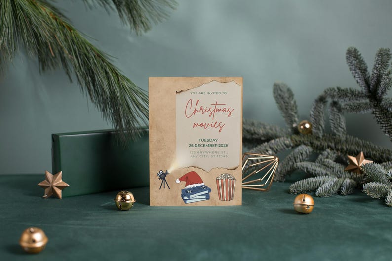 Christmas Movie Night Invitation | Holiday Party (digital Download ...