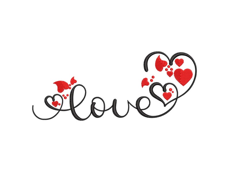 Love Word Machine Embroidery File | Valentine Text Design | Digital ...