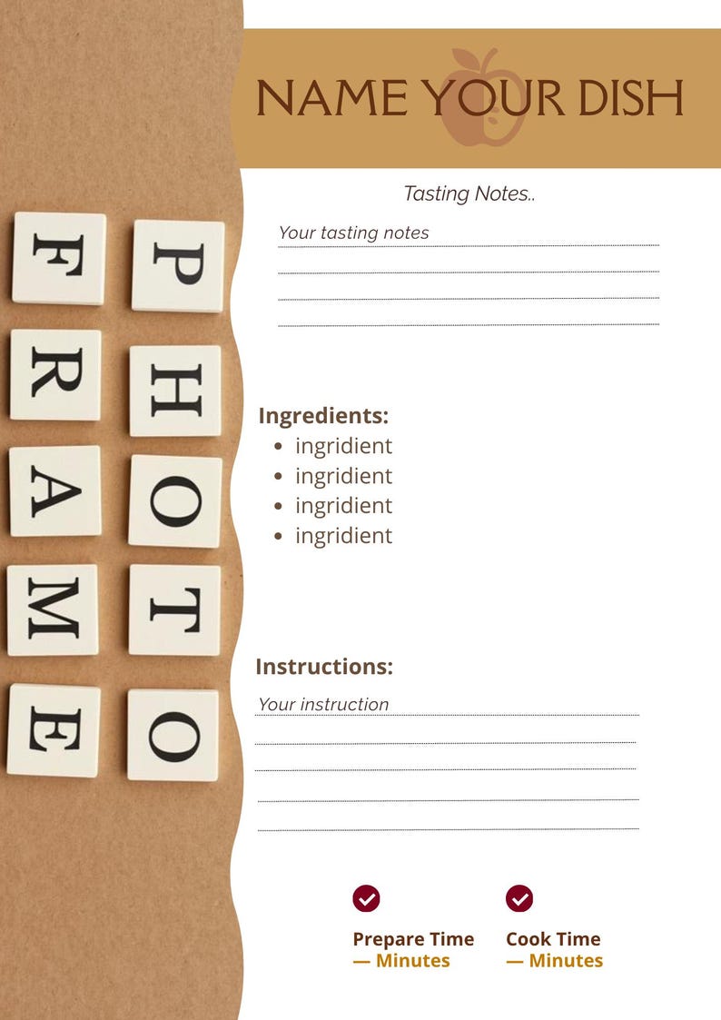 Editable Recipe Template for Canva – Printable Recipe Card, Cooking ...