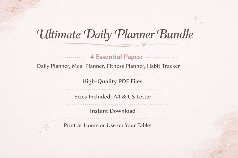 Ultimate Daily Planner Bundle Printable | Meal, Fitness & Habit Tracker ...