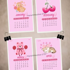 2026 Monthly Calendar Printable | Pink Illustrated Design (digital ...