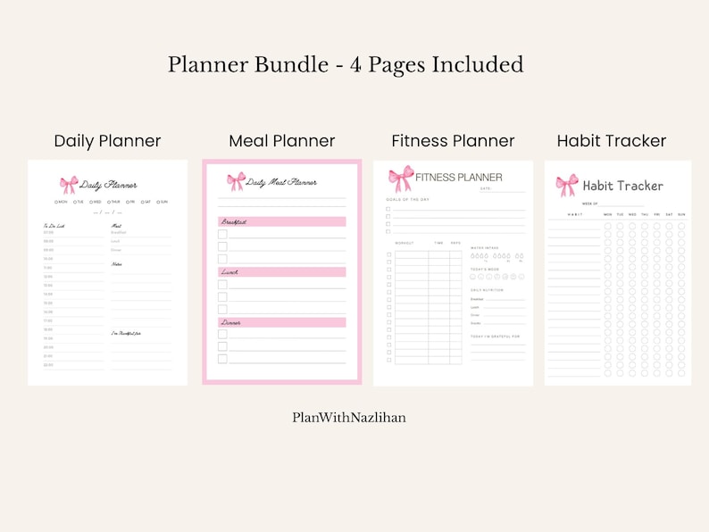 Ultimate Daily Planner Bundle Printable | Meal, Fitness & Habit Tracker ...