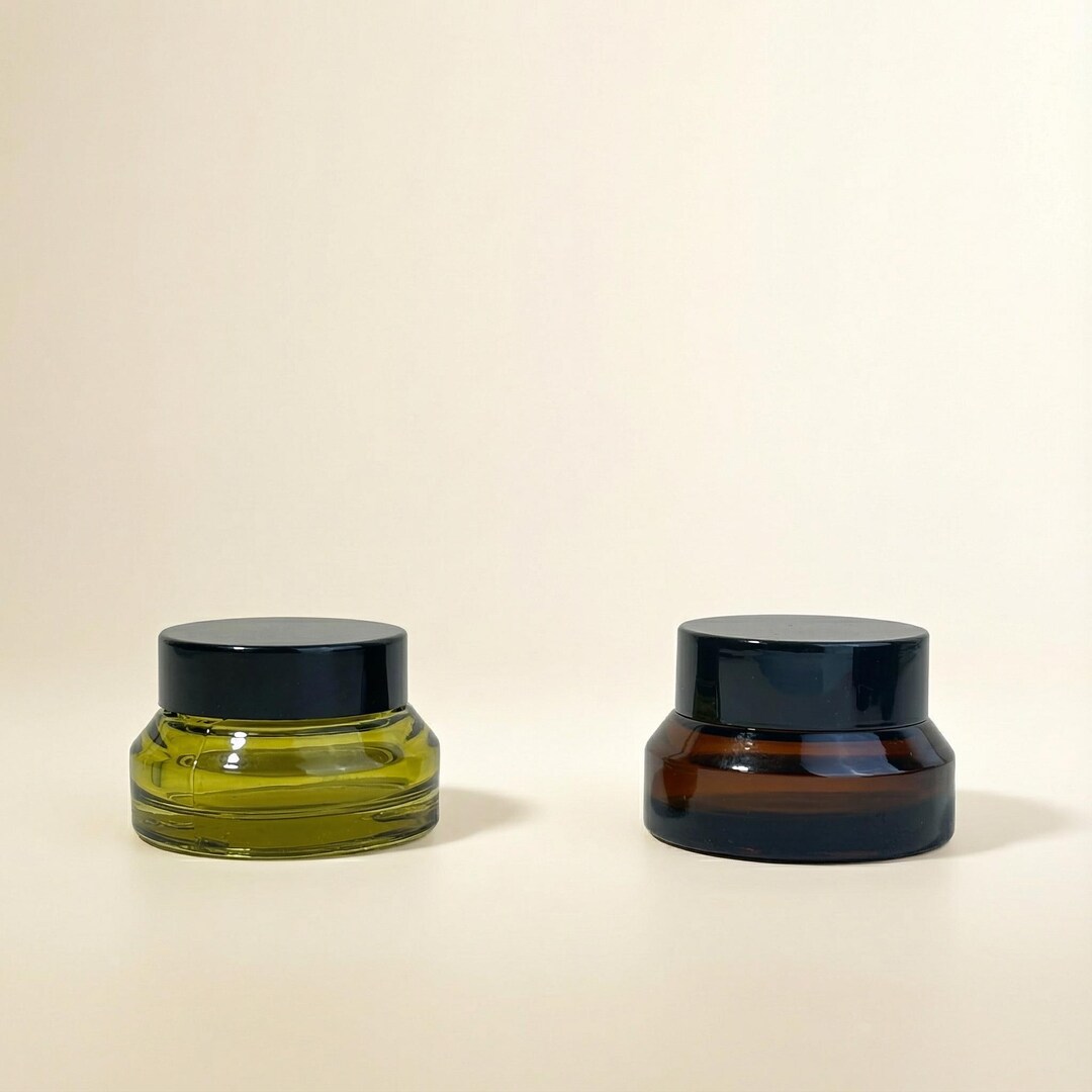 15g 30g 50g Clear Glass Cream Jar With a Black Glossy Plastic Lid ...