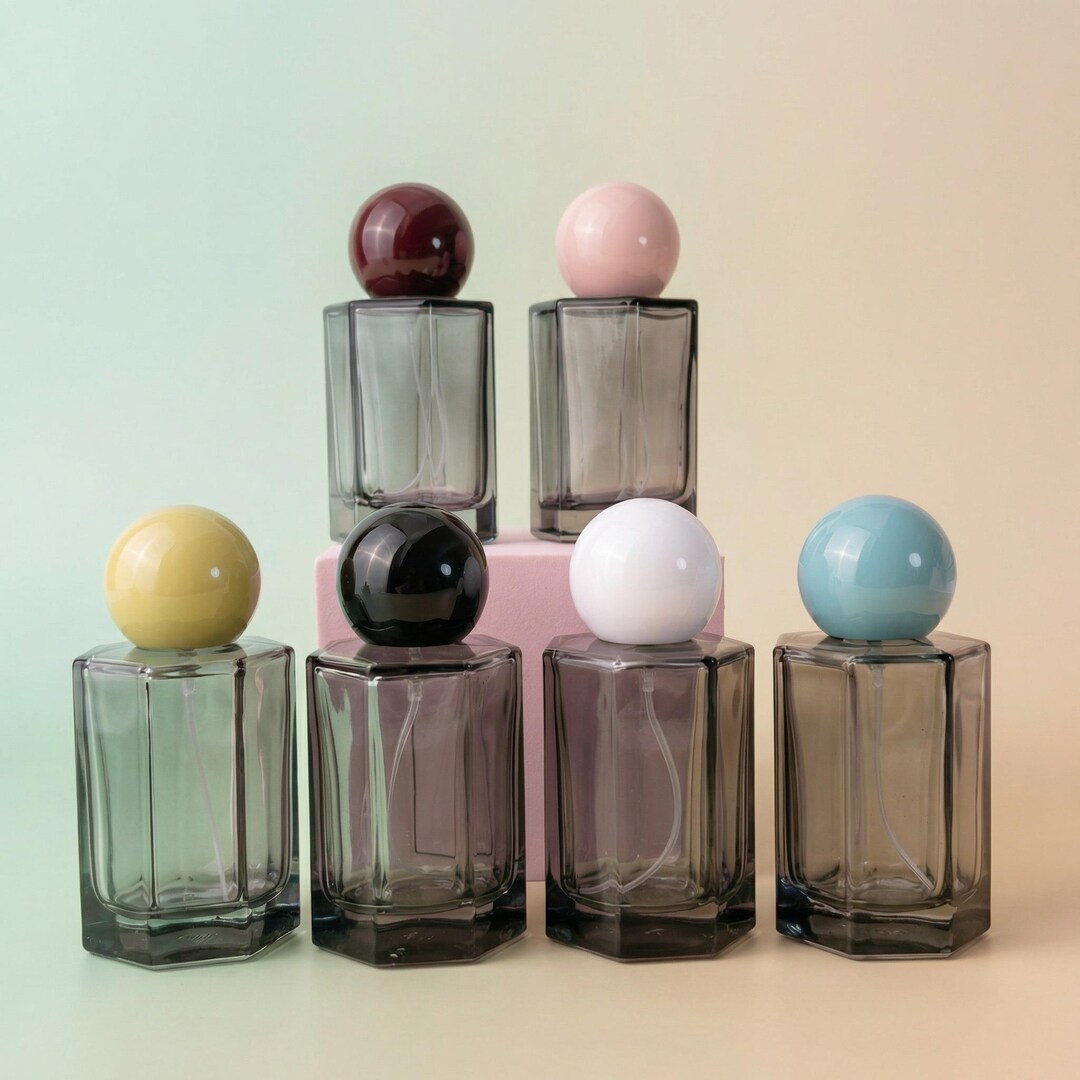 50ml Clear Black Glass Spray Bottles With Colorful Ball Cap, Refillable ...