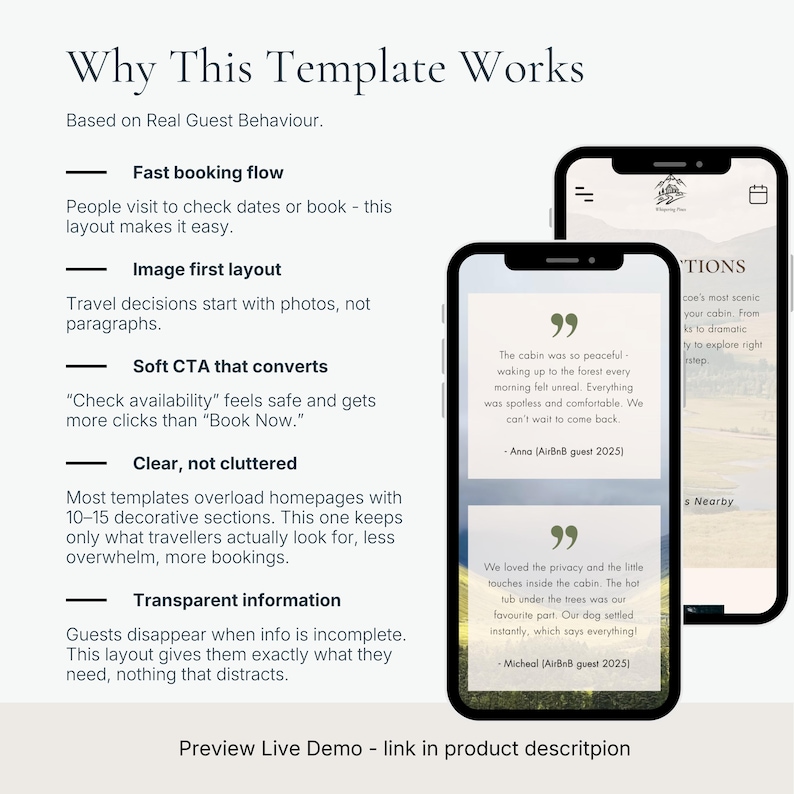 Rustic Luxury Wix Website Template for Airbnb Hosts & Nature Stays - Etsy