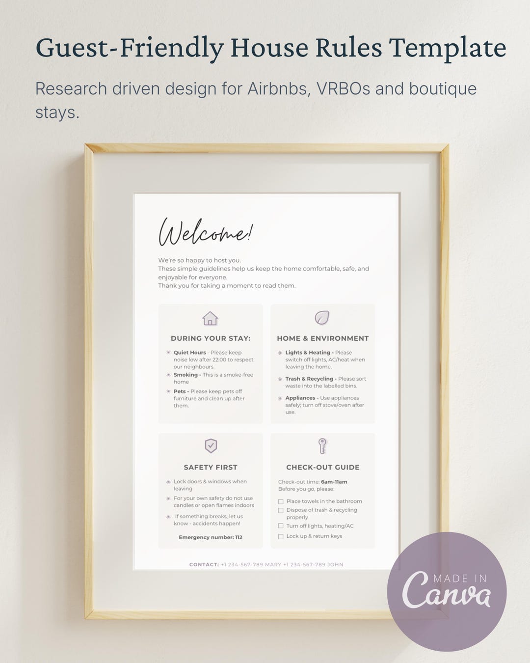 Airbnb House Rules Printable | Guest-friendly and Editable Canva ...