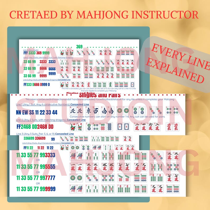 2025 Mahjong Cheat Sheet, NMJL Card Reference (digital Download) - Etsy