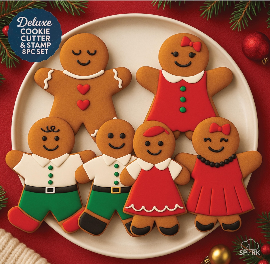 Gingerbread Boy and Girl Cookie Cutters and Stamp Set - 8PC, 3D Printed ...